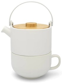 Bredemeijer Sada Umea Tea for one, bílá s bambusovým víkem (0,5l)