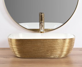 Rea Belinda, umyvadlo na desku 465x330x135 mm, bílá-zlatá, REA-U7422