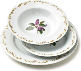 Porcelánová jídelní sada LEA Lilac 18 ks bílá/fialová