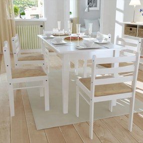 Jídelní židle 6 ks bílé masivní dřevo a samet - Default Title