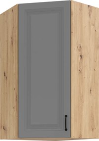 STILO ad | horní skříňka 60x60 GN-108 1F (45°) rohová s policemi | EXTRA VYSOKÁ | UNI dvířka | artisan/šedá