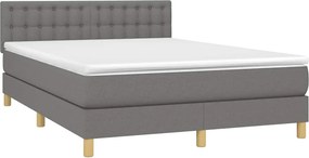 Box spring postel s matrací a LED tmavě šedá 140x190 cm textil 3134030
