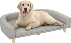 PawHut Pohovka pro Psy, Psí Postel, Psí Gauč s Vysokým Designem, Psí Sofá s Polštářem, Psí Křeslo s Dřevěnými Nohami, Kočičí Sofa pro Velké Psy, 98 x