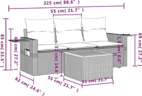 4dílná zahradní sedací souprava s poduškami béžová polyratan 3256765