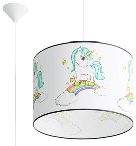 Dětské závěsné svítidlo Unicorn, 1x plastové stínítko se vzorem, (fi 40cm)