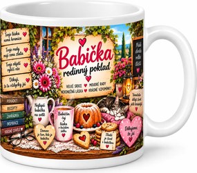 Hrnek pro babičku Babička – rodinný poklad | Dárek od vnoučat 300 ml
