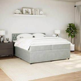 Box spring postel s matrací světle šedá 200x200 cm samet 3290136