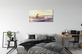akrylový obraz Ženské jezero mraky 100x50 cm