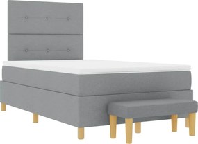 Postel s boxspringem s čelo Světle šedá 190 x 120 cm textil 3344282