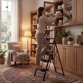 Skládací schůdky Wiltec – 150 kg, černá (66151)