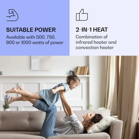 Klarstein La Palma 1000, infračervený ohřívač 2 v 1, smart, 120 x 60 cm, 1000 W, zrcadlová přední strana