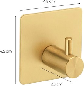 Erga Pad, samolepící háčky na ručníky bez vrtání, 4 ks, 4,5 × 4,5 cm, zlatá, ERG-YKA-CH.PAD4-GLD