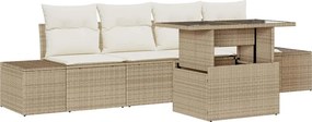 Set pohovek 5 ks Béžová a krémová polyratan 3349087