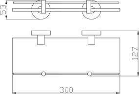 Slezák - RAV Polička skleněná 300 mm COLORADO - COA0900/30ZRK, Růžové zlato kartáčovaná