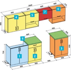 Kuchyňská linka Viola 260, dub cremona / krémová
