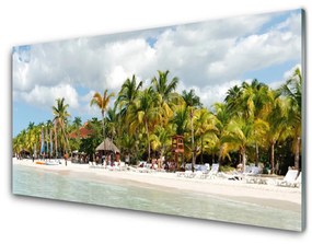 Obraz na skle Pláž Palma Stromy Krajina 140x70 cm
