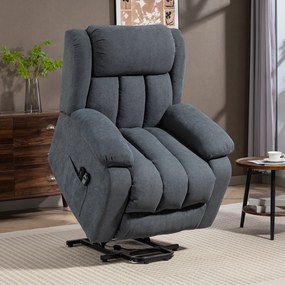 HOMCOM Televizní křeslo s funkcí vstávání, elektrické relaxační křeslo s funkcí ležení, masážní funkcí, 93x91x103 cm, tmavě šedé