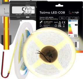 Led páska Neon Cob 24V 5 m 400 diod 3000K Bílá Teplá Tenká 5MM Světlá