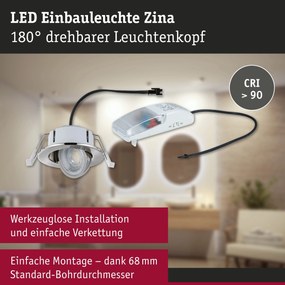 P 92412 LED vestavné svítidlo Zina IP65 5W / 8W 230V stmívatelné 2700 - 4000K kov kartáčovaný - PAULMANN