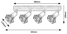 Rabalux 3140 - Bodové svítidlo ZEUS 4xE14/40W/230V dub