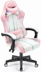 Herní židle HC-1004 růžová a bílá