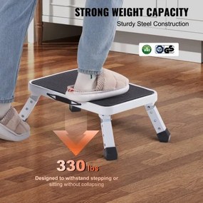 Stolička s 1 schůdky, nosnost 150 kg, skládací ocelový schůdek 3 nastavitelná výška