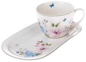 Porcelánový hrnek s podnosem Flower Garden, 445 ml