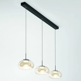 Fabas luce Fabas Brena, závěsné svítidlo z jantarového skla, 3x10W LED 2700/3000/4000K krokové stmívání, délka 105cm