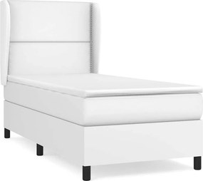 Box spring postel s matrací bílá 100x200 cm umělá kůže 3128956