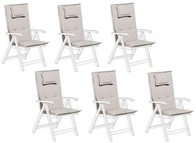 Sada 6 polštářů na zahradní židli v béžové barvě TOSCANA/JAVA Beliani
