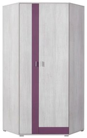 NEXT v | rohová šatní skříň NX2 | borovice bělená/viola fialová