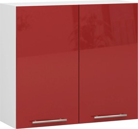 Závěsná kuchyňská skříňka Olivia W80 bílá/červený lesk
