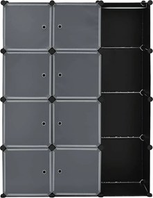 Modulární skříň s 9 přihrádkami 109x36,5x143 cm černobílá 240497