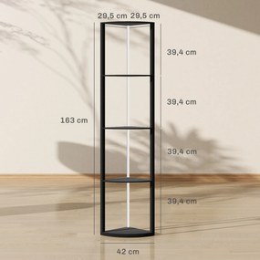 HOMCOM LED stojací lampa, 5stupňově stmívatelná lampa s policí, RGB měnění barev, dálkové ovládání B31-552V90BK