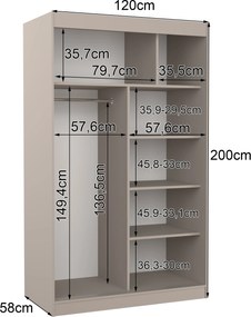 ADRK Furniture Posuvná skříň se zrcadlem BARIO 120 ADRK-SW-BAR-K-120