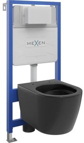 Mexen WC podomítkový set Felix Slim stojan s WC mísou Carmen, Matná černá - 6103388XX85