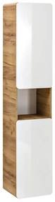 Koupelnová závěsná skříňka vysoká Aruba 800 2D dub craft zlatý/bílý lesk