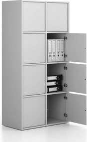Kancelářská skříň FRAME, 8x dveře, 872 x 450 x 1735 mm, PUSH-lock, šedá