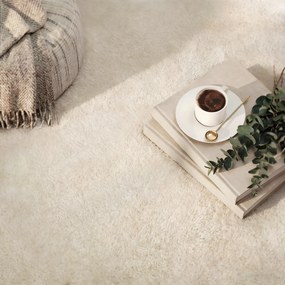 HOMCOM plyšový pratelný koberec s dlouhým vlasem, 160 × 230 cm, krémový