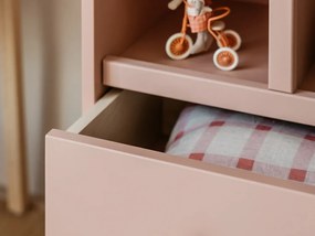 Dětský úložný regál s policemi a šuplíkem BABUSHKA korálový