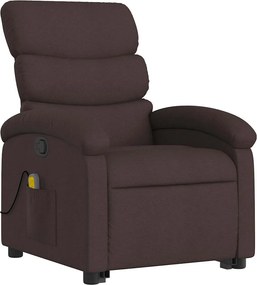 Zvedací masážní polohovací křeslo tmavě hnědé textil 3203995