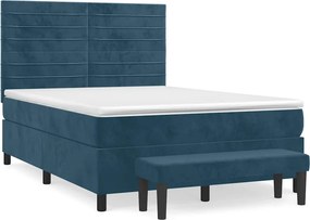 Box spring postel s matrací tmavě modrá 140x200 cm samet 3137909