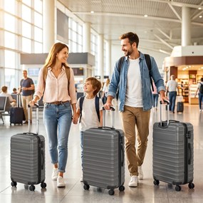 HOMCOM Kufrová sada, na sebe skládací cestovní kufry s TSA zámkem a 360° kolečky, 20/24/28 palců, tmavě šedá
