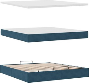 Osmanský rám postele s matrací tmavě modrá 160x200cm samet 3312636