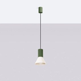 Sollux Lighting Závěsná lampa ESTRIA 1 béžová/olivově zelená
