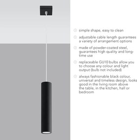 Černé kovové závěsné svítidlo Castro – Sollux