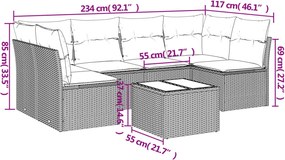7dílná zahradní sedací souprava a podušky světle šedá polyratan 3217402