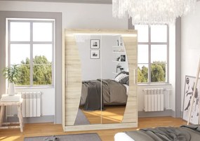 Posuvná skříň se zrcadlem a LED osvětlením MODESTO 150
