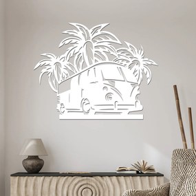 dřevo života Dřevěná dekorace na zeď HOLIDAY CAR Zvolte rozměr (cm): 40x30, Zvolte barvu dekoru: Bílá