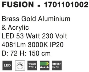 LED lustr Fusion 72 zlaté